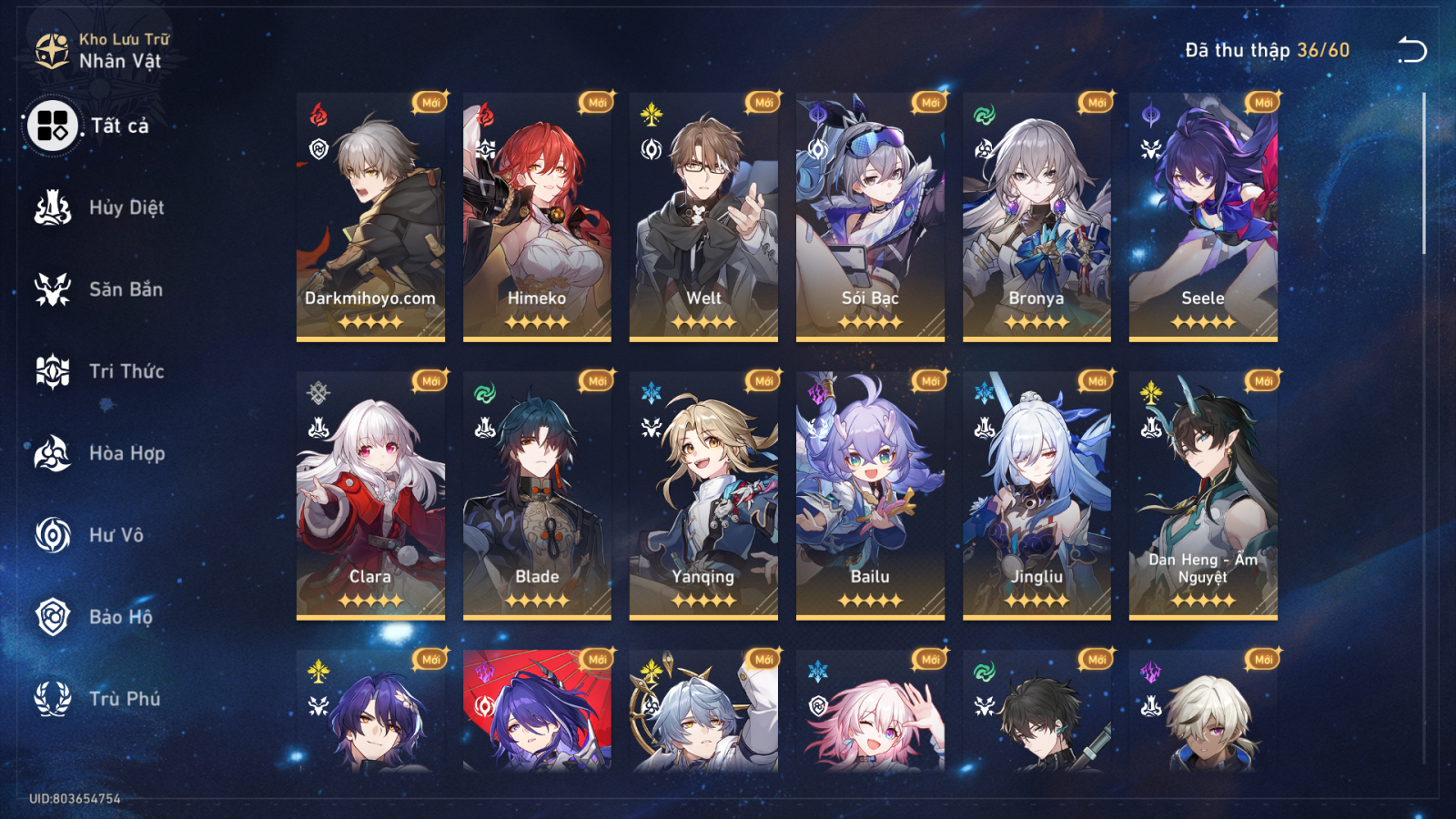 Acc Honkai Star Rail ID 5254 - Shop acc Honkai impact 3, Honkai star ...