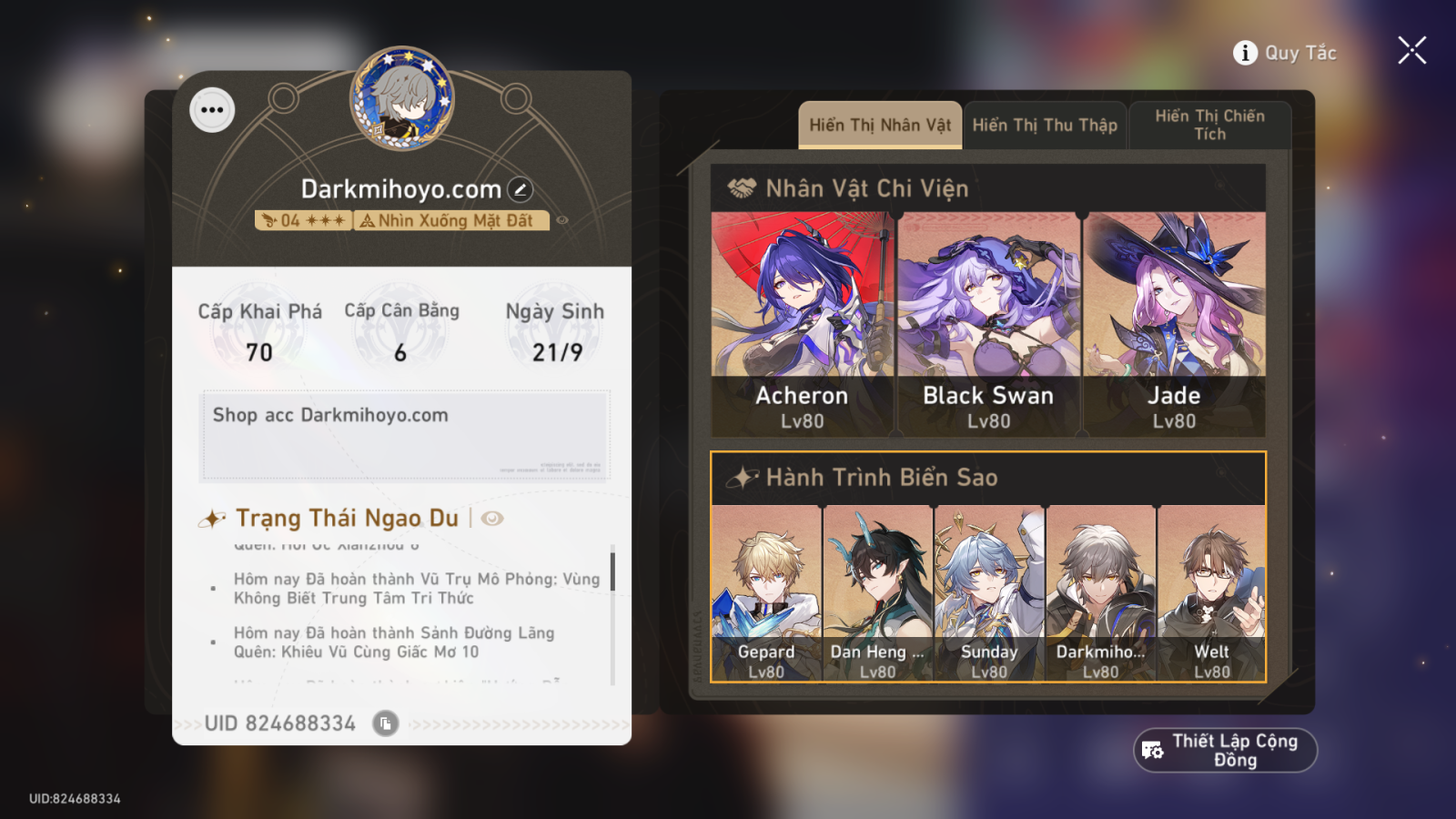 Acc Honkai Star Rail ID 5257 - Shop acc Honkai impact 3, Honkai star ...